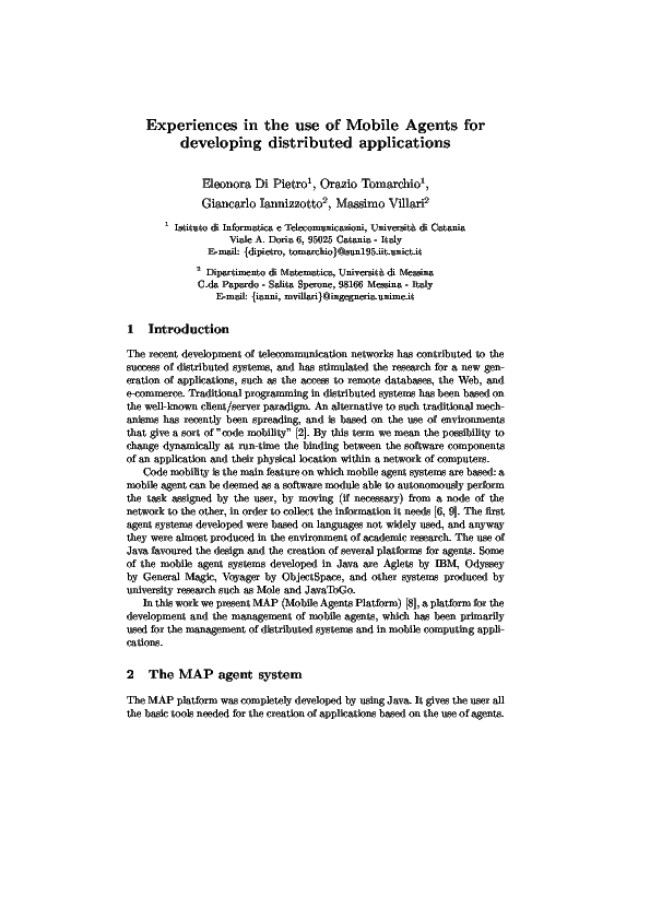 (PDF) Experiences in the use of Mobile Agents for developing distributed applications