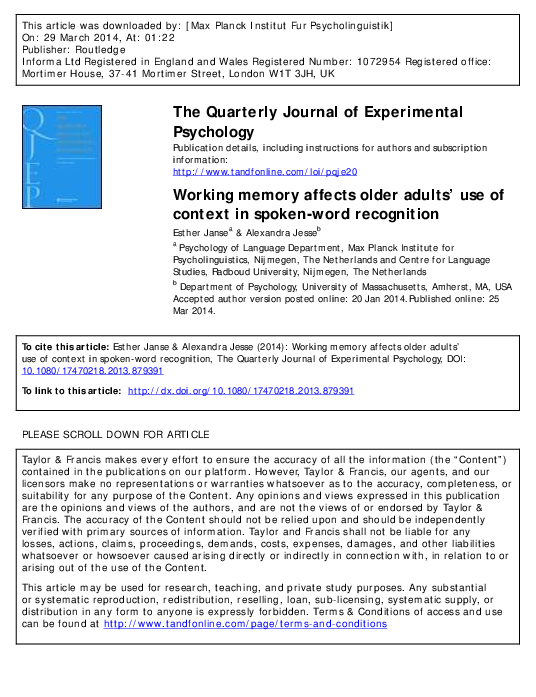 (PDF) Working memory affects older adults’ use of context in spoken ...