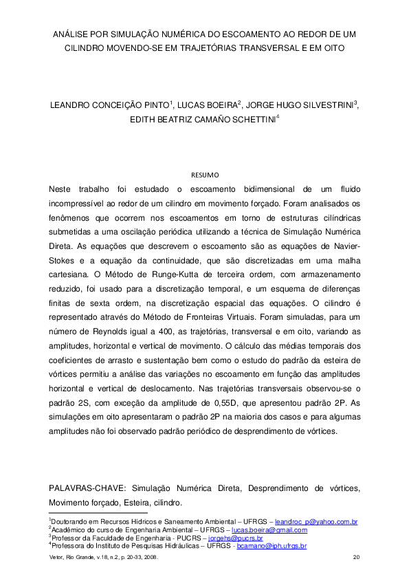 (PDF) Numerical Simulation Flow Analyses around a Cylinder under Transversal and Eight Trajectories