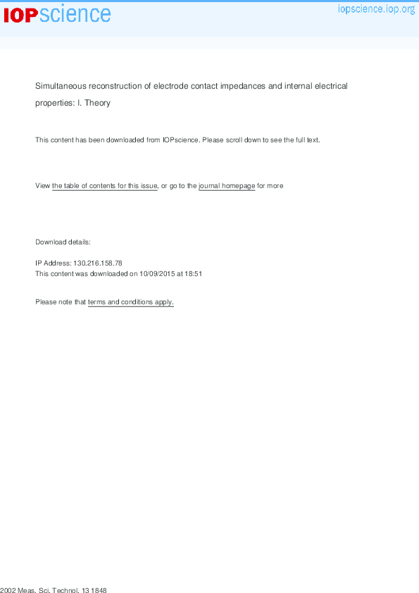 (PDF) Simultaneous reconstruction of electrode contact impedances and ...