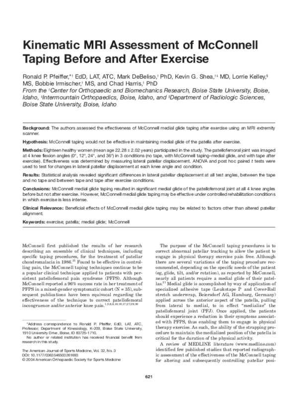 (PDF) Kinematic MRI Assessment of McConnell Taping Before and After ...