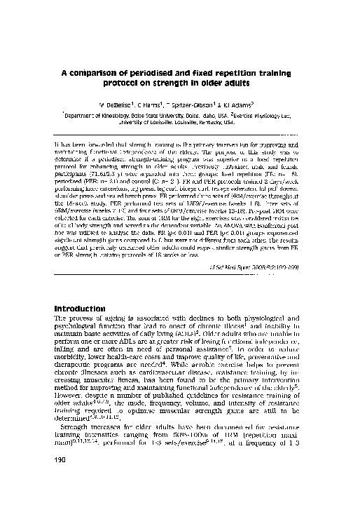 (PDF) A comparison of periodised and fixed repetition training protocol on strength in older adults