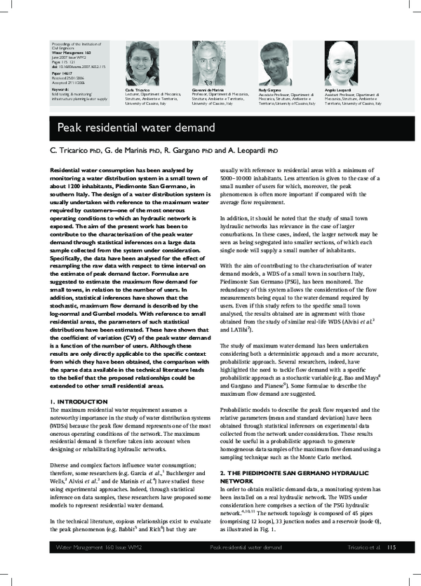 (PDF) Peak residential water demand