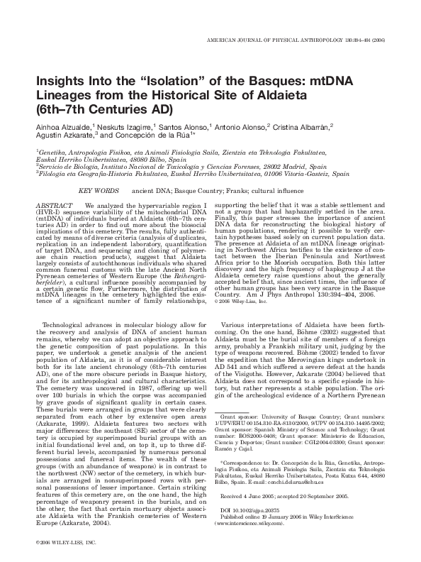(PDF) Insights into the “isolation” of the Basques: mtDNA lineages from ...
