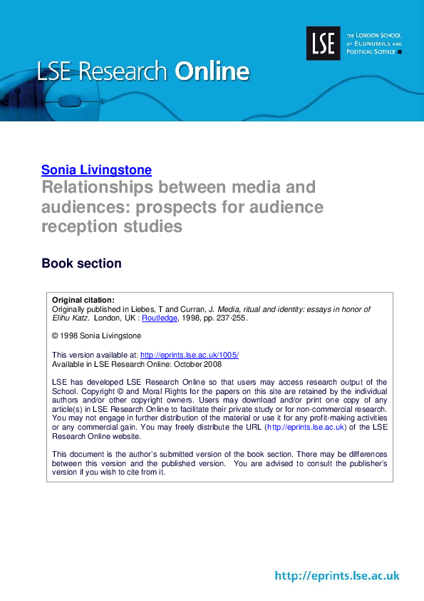 (PDF) Relationships between media and audiences: prospects for audience ...