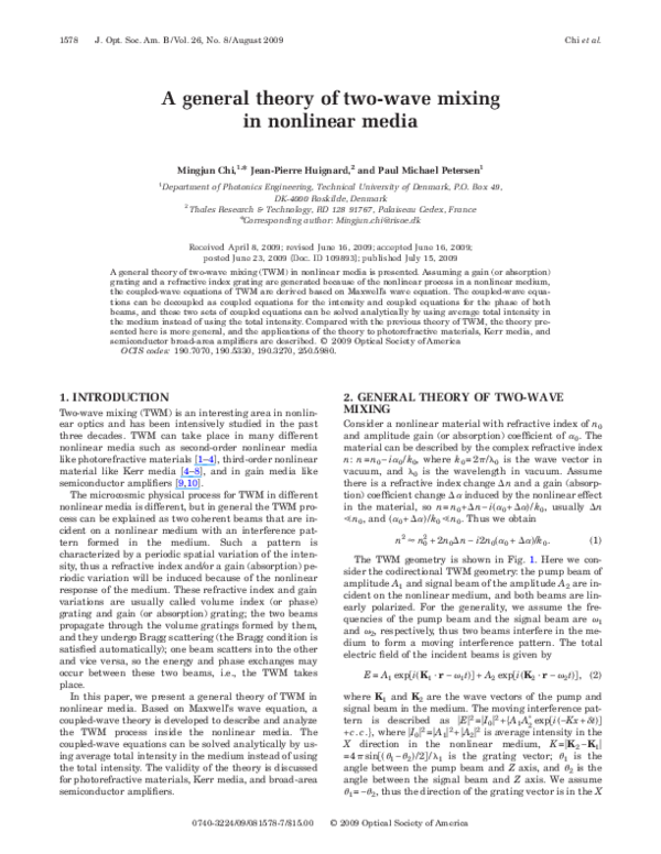 (PDF) A general theory of two-wave mixing in nonlinear media