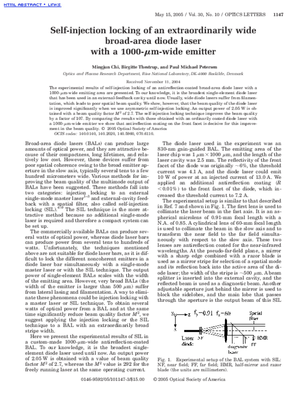 (PDF) Self-injection locking of an extraordinarily wide broad-area ...