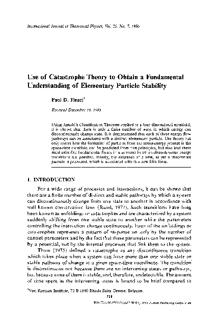 (PDF) Use of Catastrophe Theory to Obtain a Fundamental Understanding of Elementary Particle ...