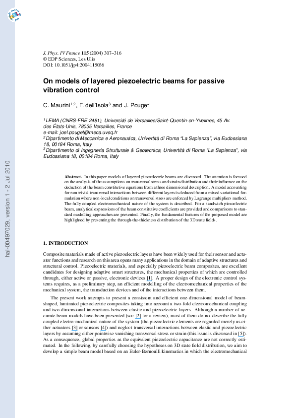 Pdf Analysis Of Piezoelectric Actuator For Vibration Control Of Composite Plate Ahmed Ragab