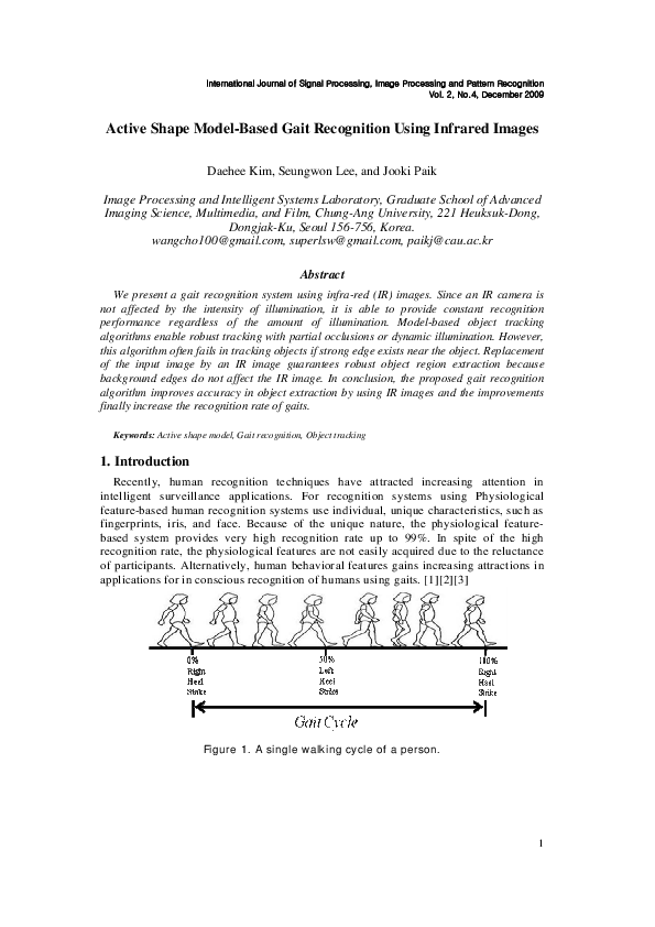 Pdf Active Shape Model Based Gait Recognition Using Infrared Images