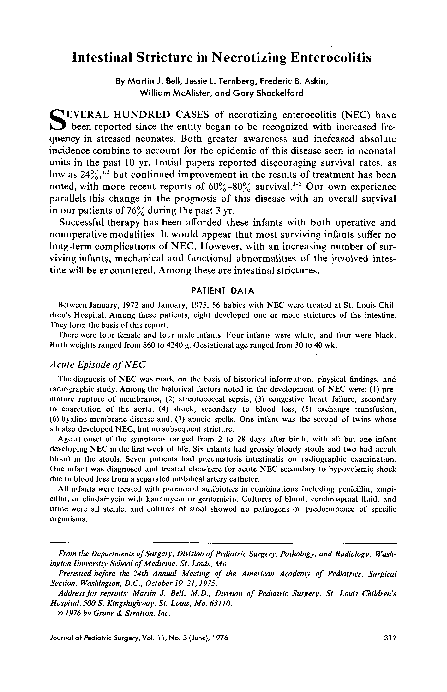 (PDF) Intestinal Strictures in NEC: Case Study Insights