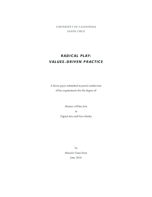 (PDF) Radical Play: Values-Driven Practice