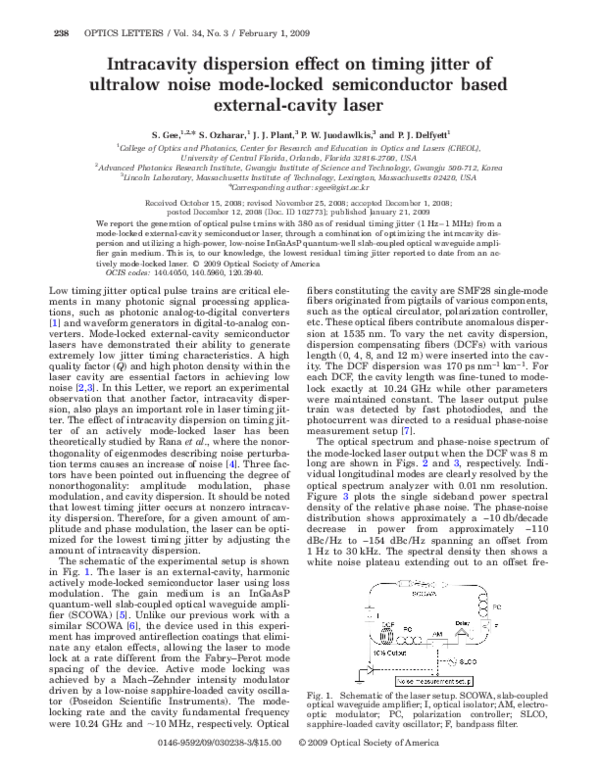 (PDF) Intracavity dispersion effect on timing jitter of ultralow noise ...