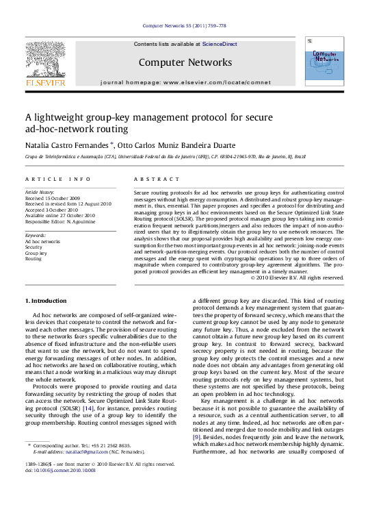 Pdf A Lightweight Group Key Management Protocol For Secure Ad Hoc