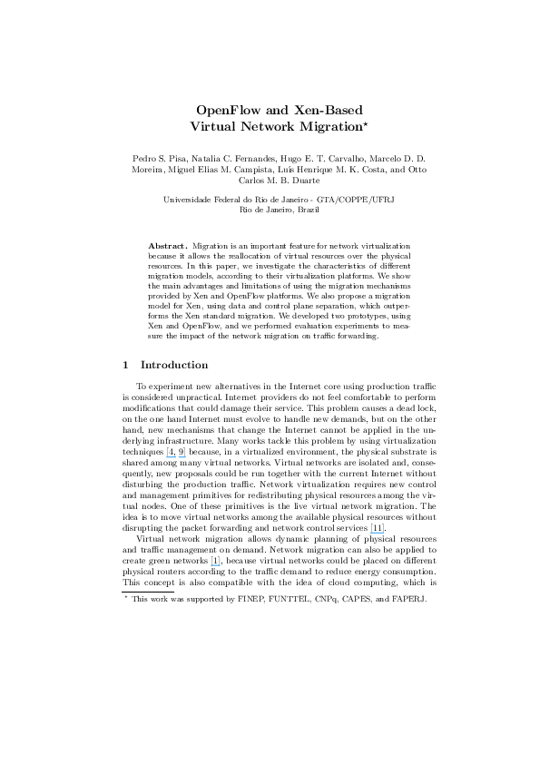 (PDF) OpenFlow and Xen-Based Virtual Network Migration