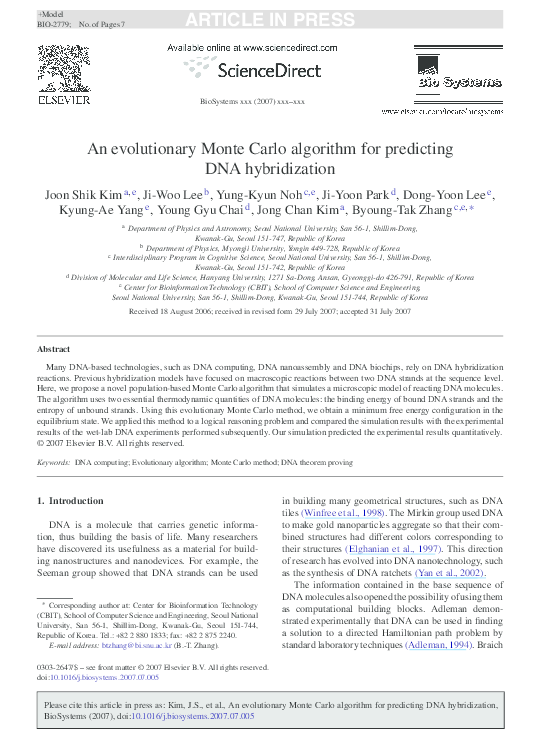 Pdf An Evolutionary Monte Carlo Algorithm For Predicting Dna