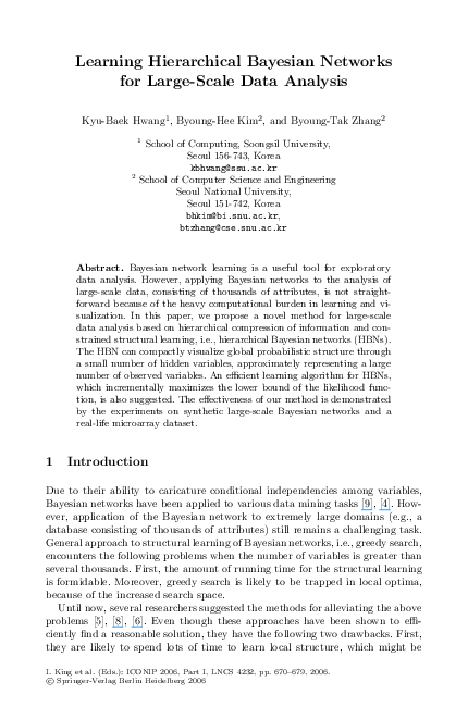 (PDF) Learning Hierarchical Bayesian Networks for Large-Scale Data Analysis