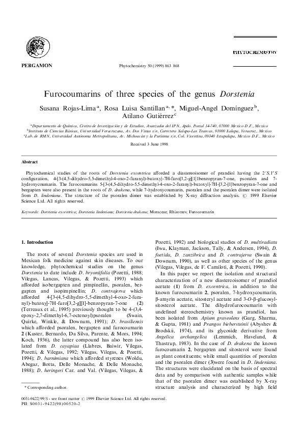 (PDF) Furocoumarins of three species of the genus Dorstenia