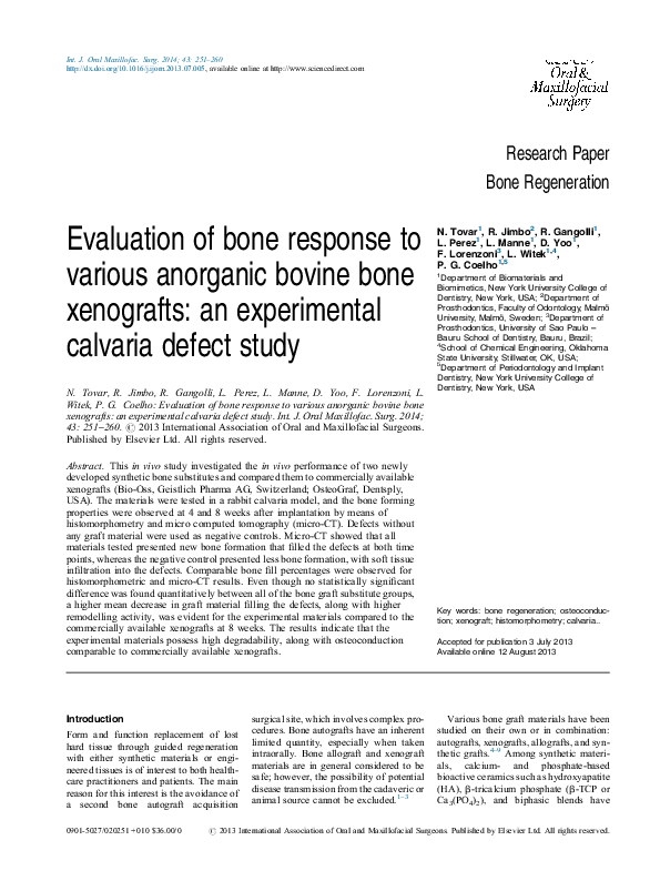 (PDF) Evaluation of bone response to various anorganic bovine bone ...