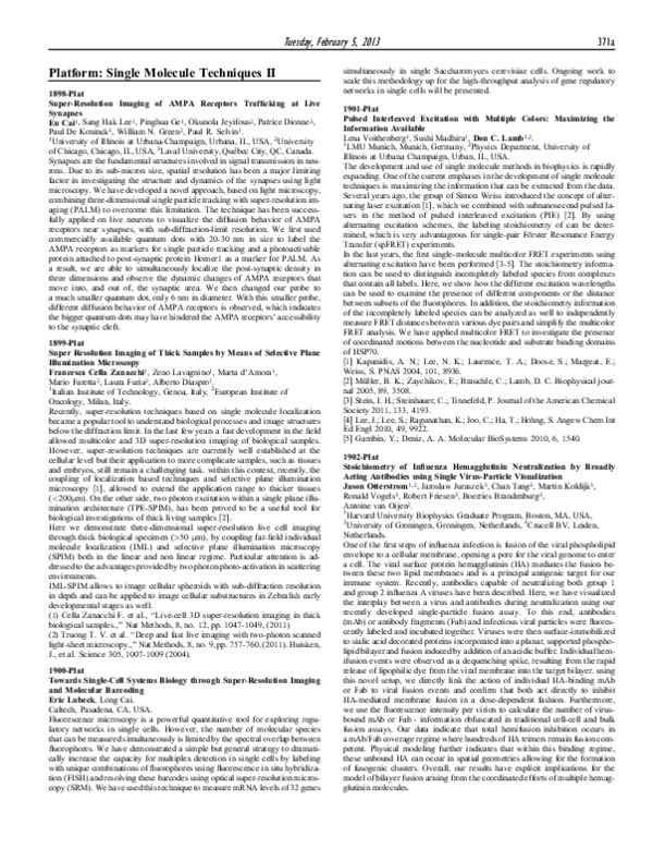 (PDF) 3D Super-Resolution Microscopy of Neuron Synapses