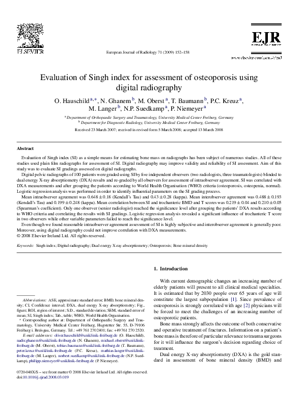 (PDF) Evaluation of Singh index for assessment of osteoporosis using ...