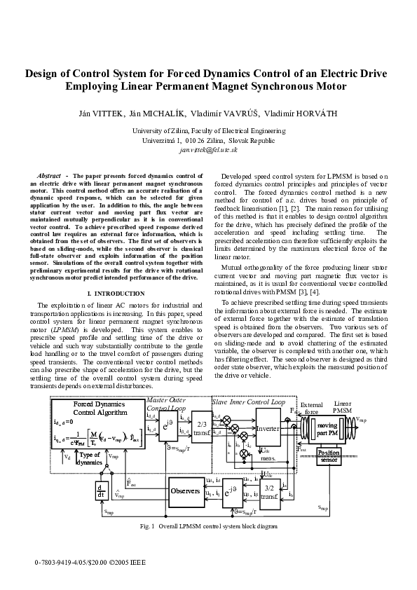 (PDF) Design of Control System for Forced Dynamics Control of an ...