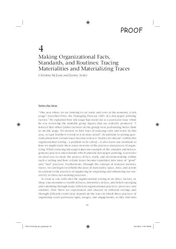 (PDF) Making Organizational Facts, Standards, and Routines