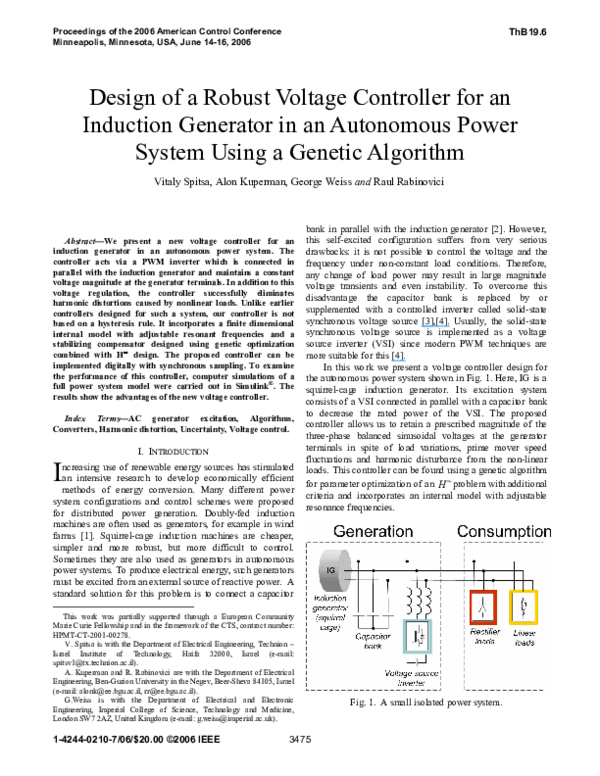 (PDF) Design of a robust voltage controller for an induction generator in an autonomous power ...