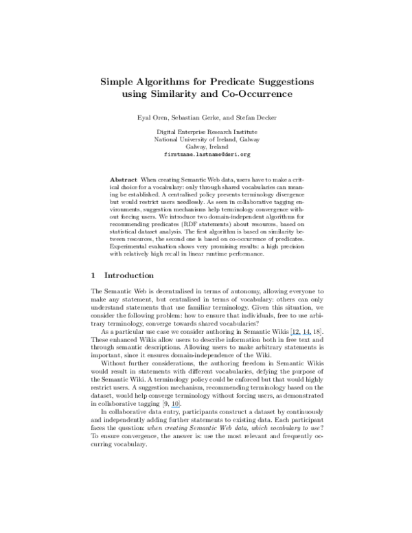 (PDF) Simple Algorithms for Predicate Suggestions Using Similarity and ...