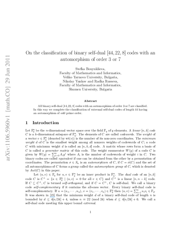 Pdf Classification Of The Binary Self Dual 42 21 8 Codes Having