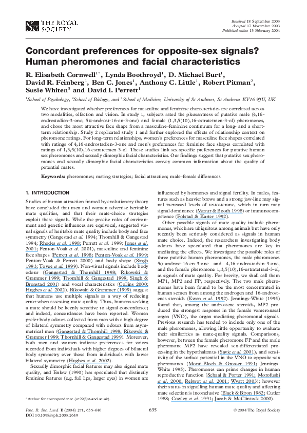 (PDF) Concordant preferences for opposite-sex signals? Human pheromones ...