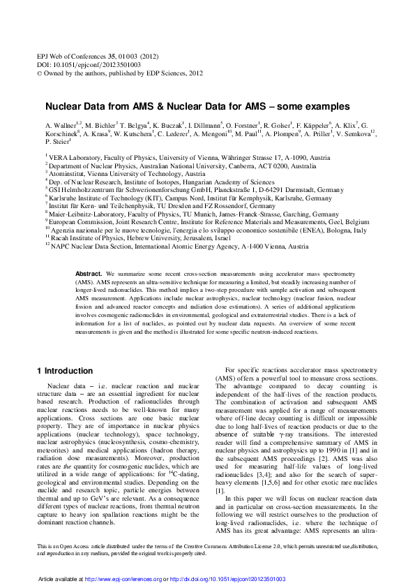 (PDF) Nuclear data from AMS & nuclear data for AMS - Some examples