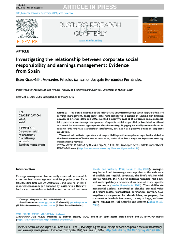 (PDF) Investigating the relationship between corporate social responsibility and earnings ...