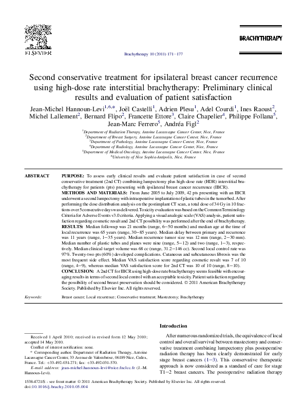 (PDF) Second conservative treatment for ipsilateral breast cancer ...