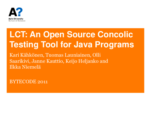 Pdf Lct An Open Source Concolic Testing Tool For Java Programs