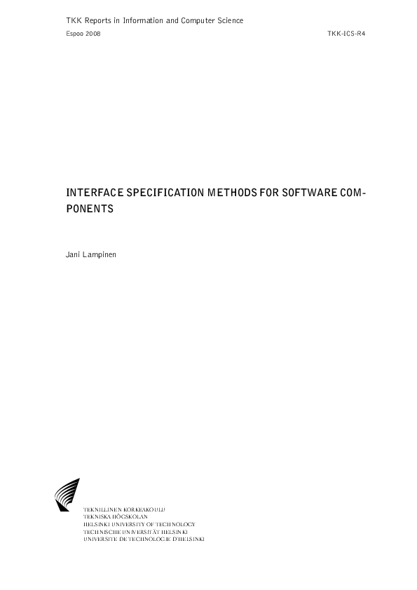 (PDF) Interface Specification Methods for Software Components