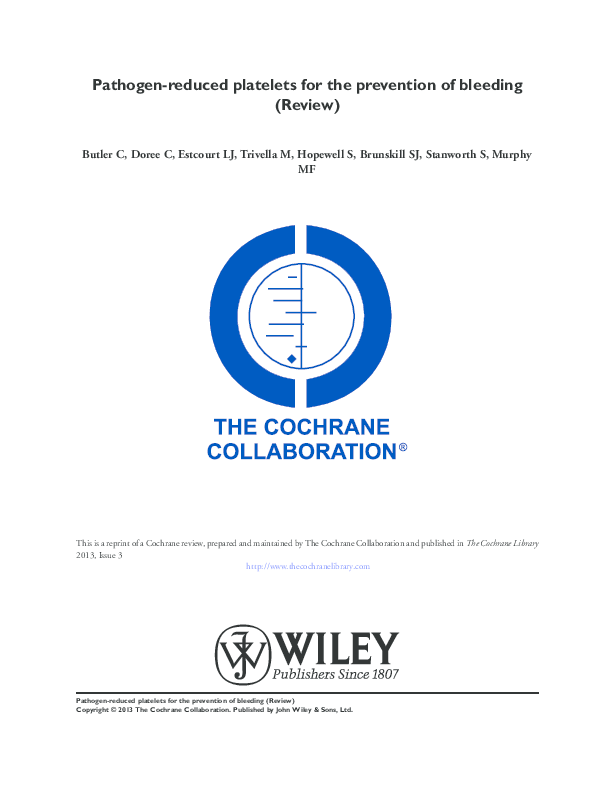 (PDF) Pathogen-reduced platelets for the prevention of bleeding