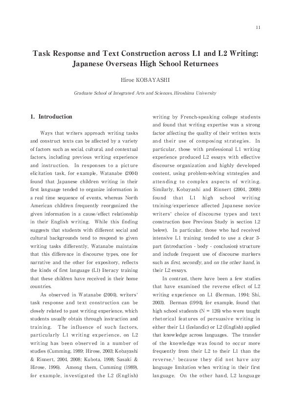 (PDF) Task Response and Text Construction across L1 and L2 Writing ...