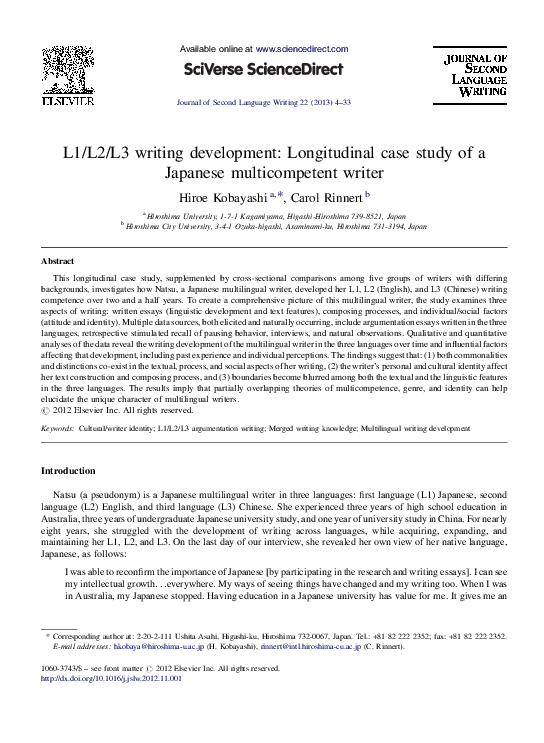 (PDF) Multilingual Writing Development: A Longitudinal Case Study