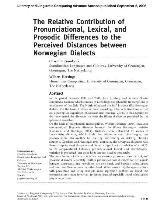 (PDF) The Relative Contribution of Pronunciational, Lexical, and Prosodic Differences to the ...