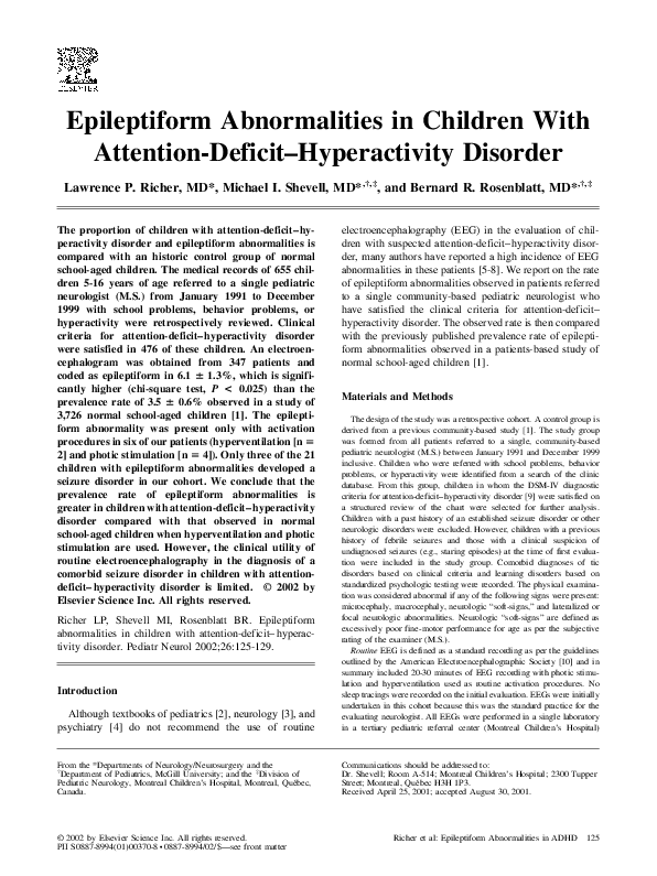 (PDF) Epileptiform abnormalities in children with attention-deficit ...