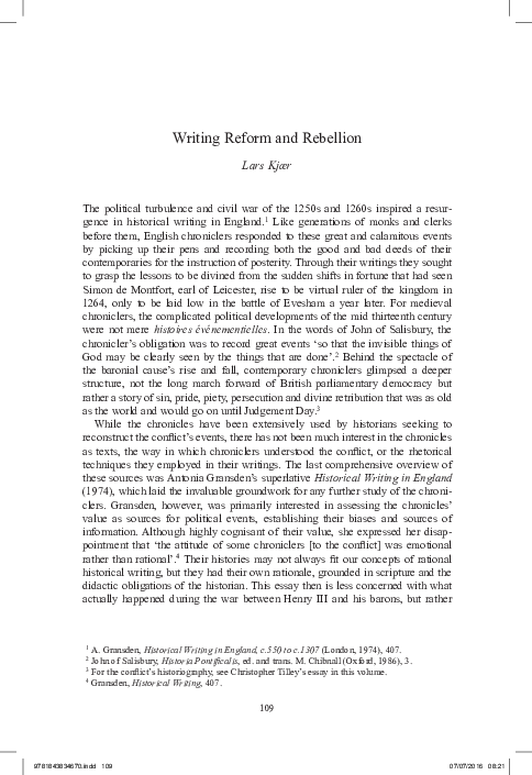 (PDF) Writing Reform and Rebellion, in A. Jobson (ed.), Baronial Reform ...