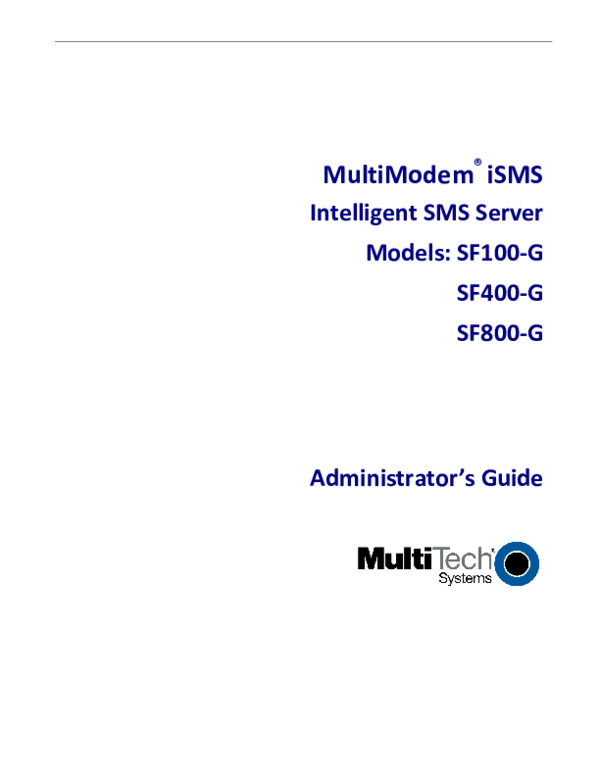 (PDF) MultiModem ® iSMS Intelligent SMS Server Models: SF100-G SF400-G ...