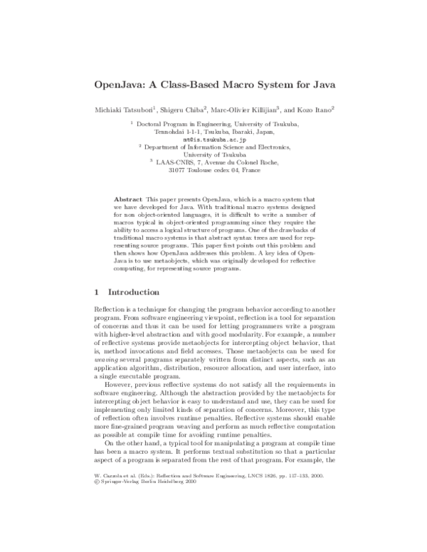 OpenJava: A Class-Based Macro System for Java