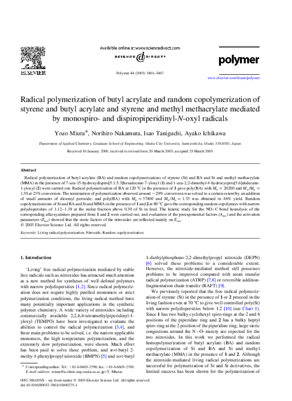(PDF) Radical polymerization of butyl acrylate and random ...
