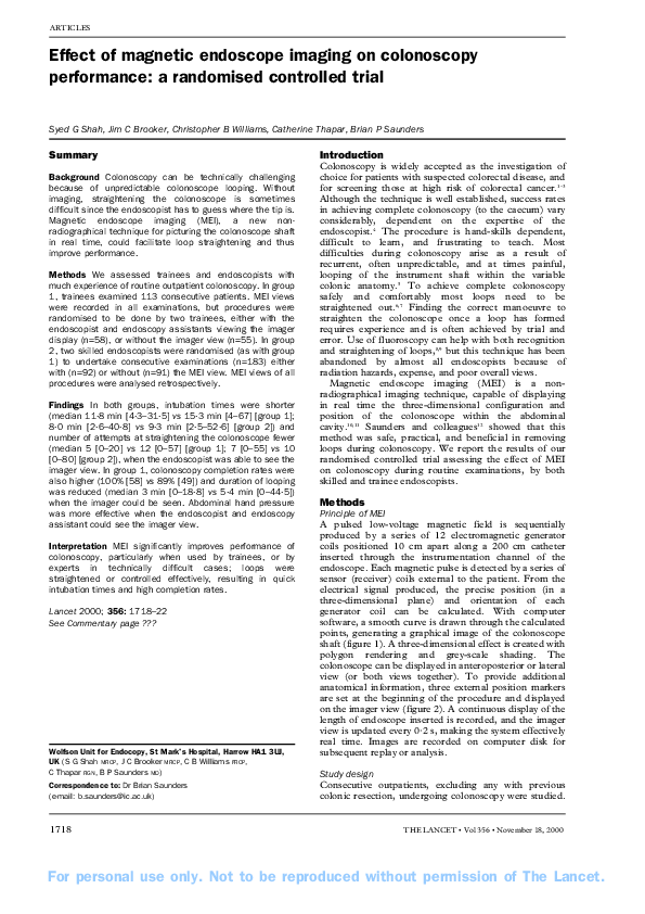 (PDF) Effect of magnetic endoscope imaging on colonoscopy performance ...