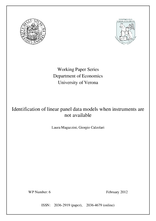 Pdf Identification Of Linear Panel Data Models When Instruments Are