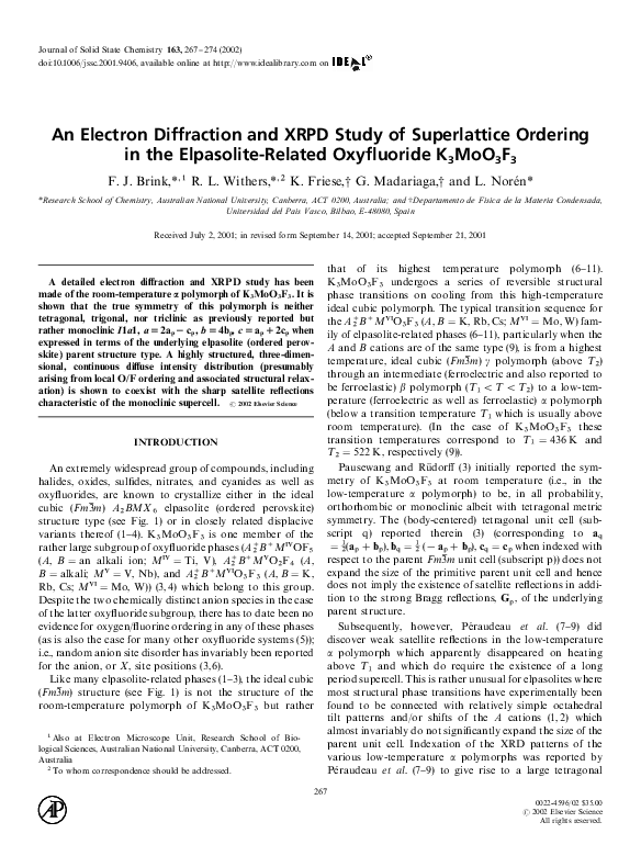 (PDF) An Electron Diffraction and XRPD Study of Superlattice Ordering ...