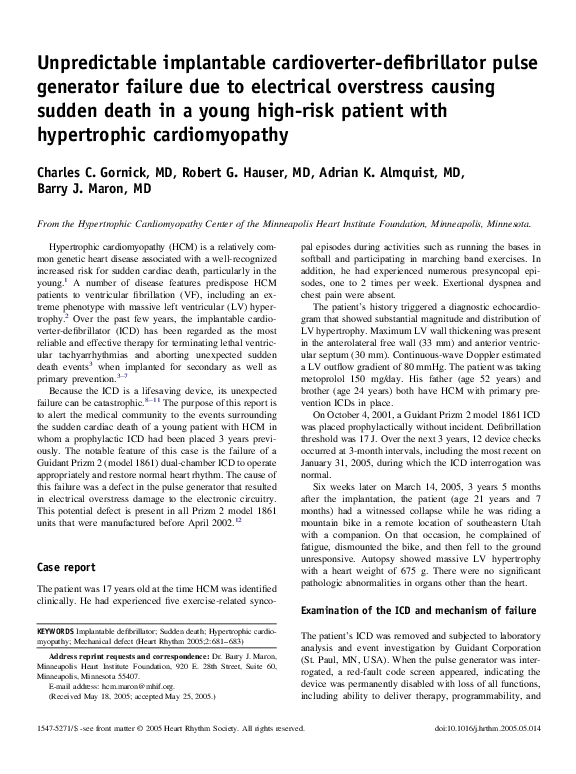 (PDF) Unpredictable implantable cardioverter-defibrillator pulse ...