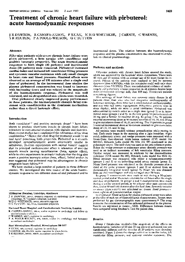 (PDF) Treatment of chronic heart failure with pirbuterol: acute ...